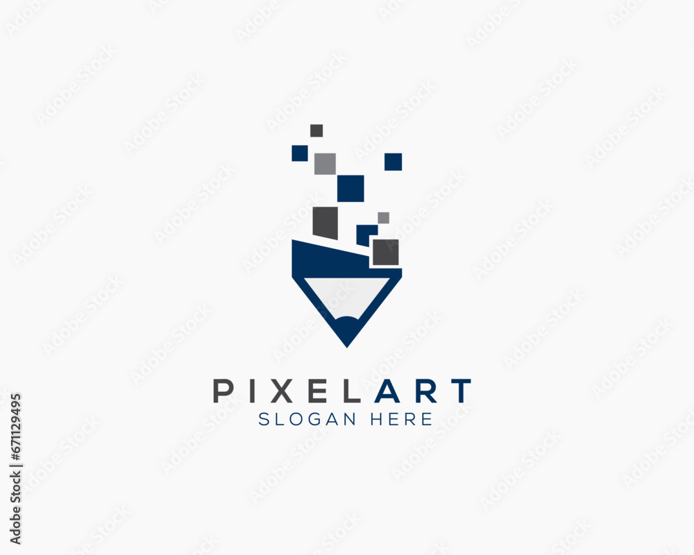 Pixel art Logo Design Vector, Initial Pixel Logo Template, Pixel ...