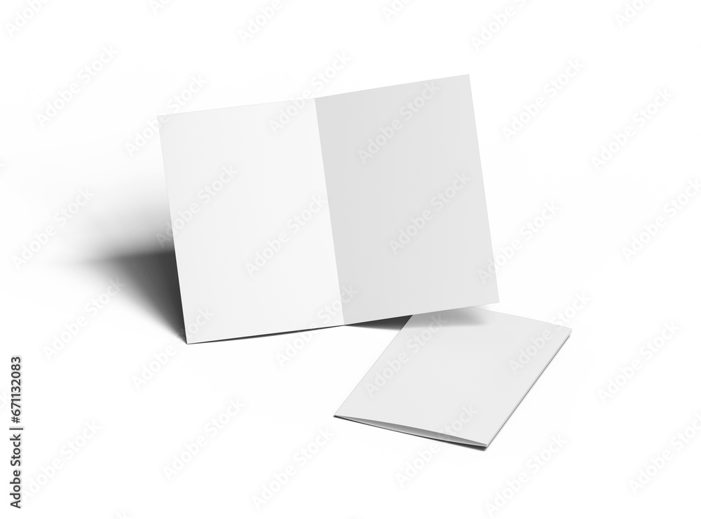 Blank A4 Half Sheet Fold brochure render to present your design. On ...