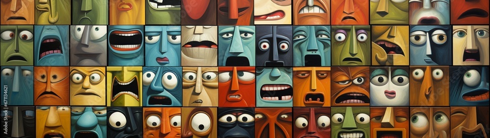 Collection of puzzled faces, each appearing progressively more ...