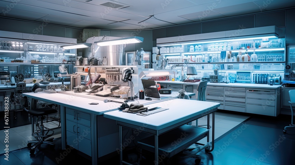 A well-lit laboratory with a sterile workbench, emphasizing the ideal ...