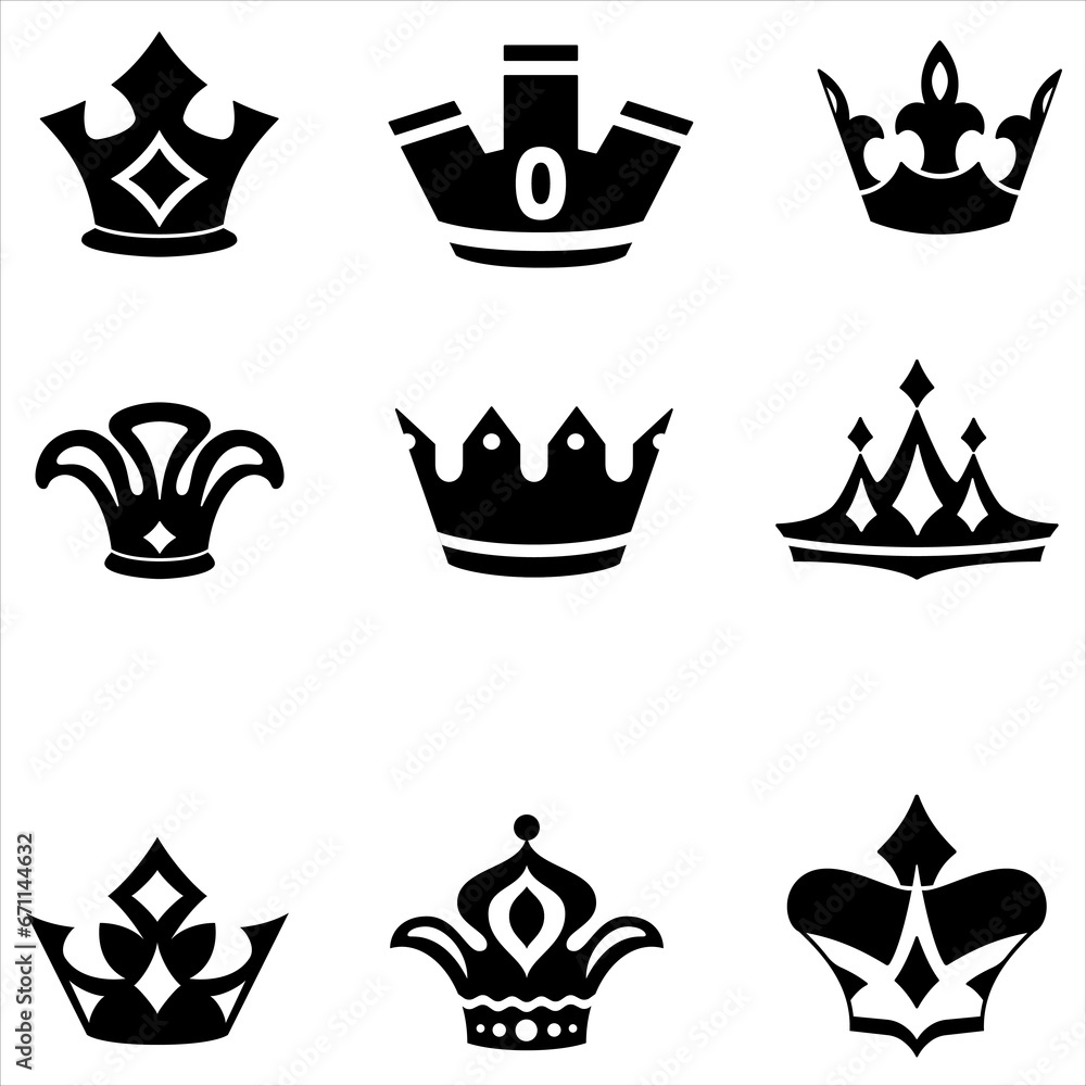 Crown Heraldry Collection Stock Vector, Big Collection Vector Crown ...