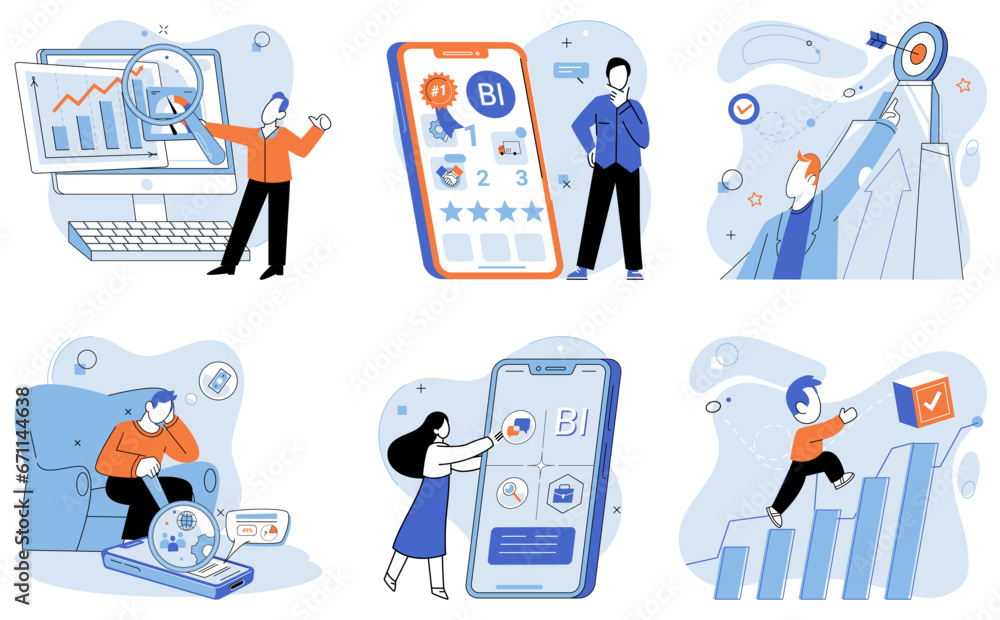 Strategic planning. Vector illustration. Setting ambitious targets ...