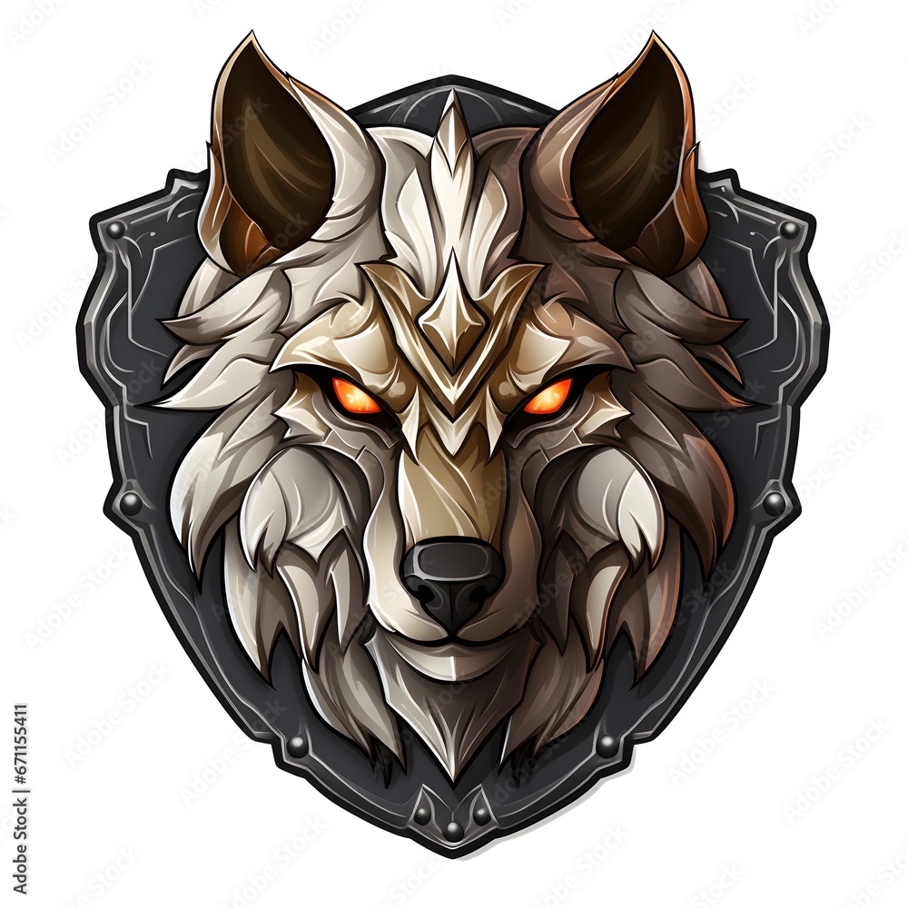 Medieval Wolf-Faced Steel Shield Game Sprite Item Stock Illustration ...