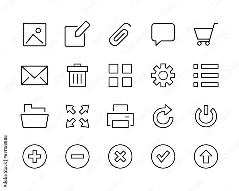 basic smartphone icons set, Photo, edit, Enhance Image. Editable Stroke ...