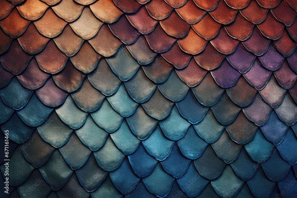 Fish scale shapes, shiny skin effect, geometry shapes for waves ...