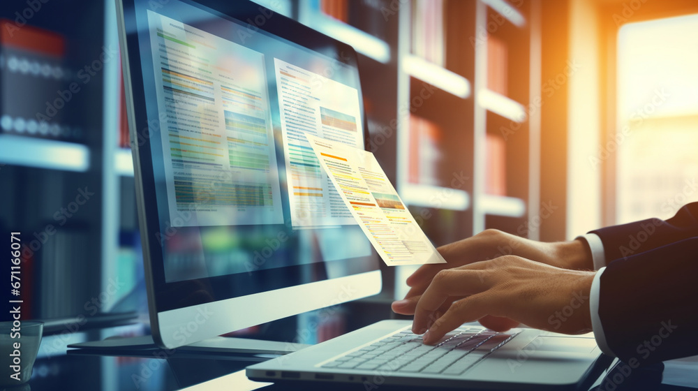 Human AI working modern compter Document Management System (DMS ...