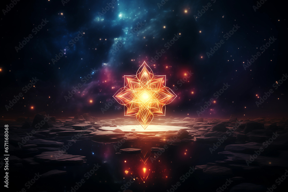 neon Chakra visualization in space Stock Illustration | Adobe Stock