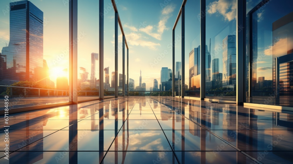 Modern office building or business center. High-rise window buildings ...