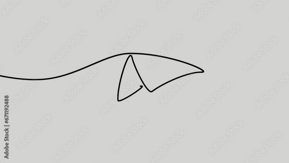 One line paper envelope. Black and white monochrome continuous single ...