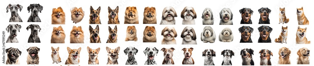 Collection of dogs of various breeds on transparent background PNG ...