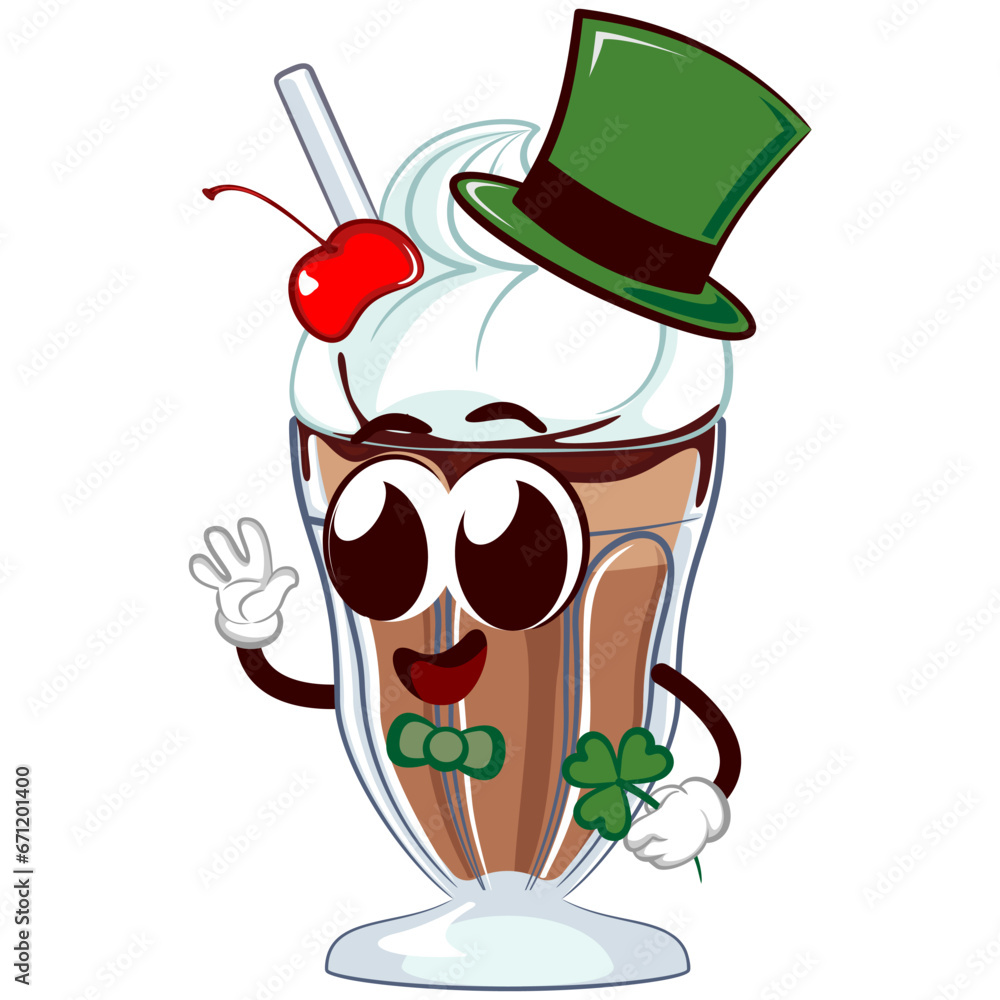 mascot character of a milkshake glass with a funny face carrying a ...