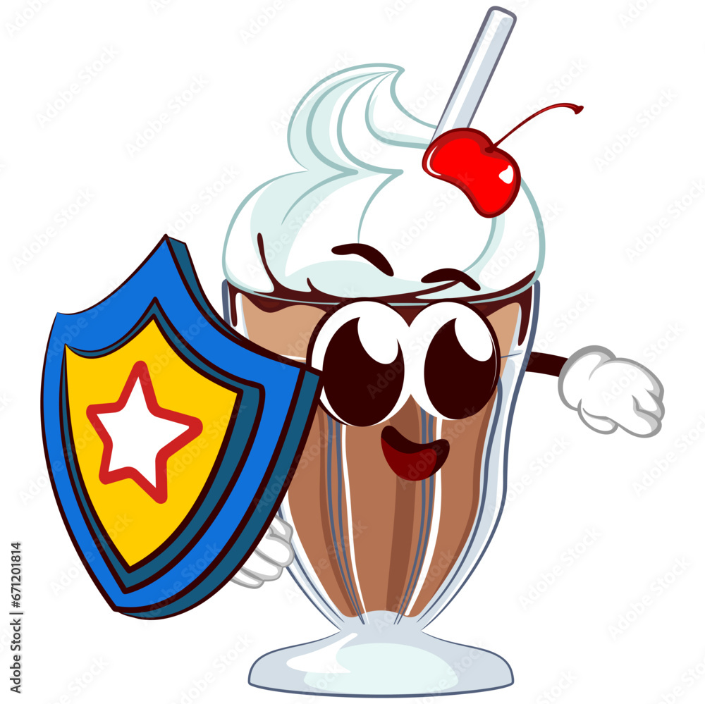 mascot character of a glass of milkshake with a funny face carrying a ...