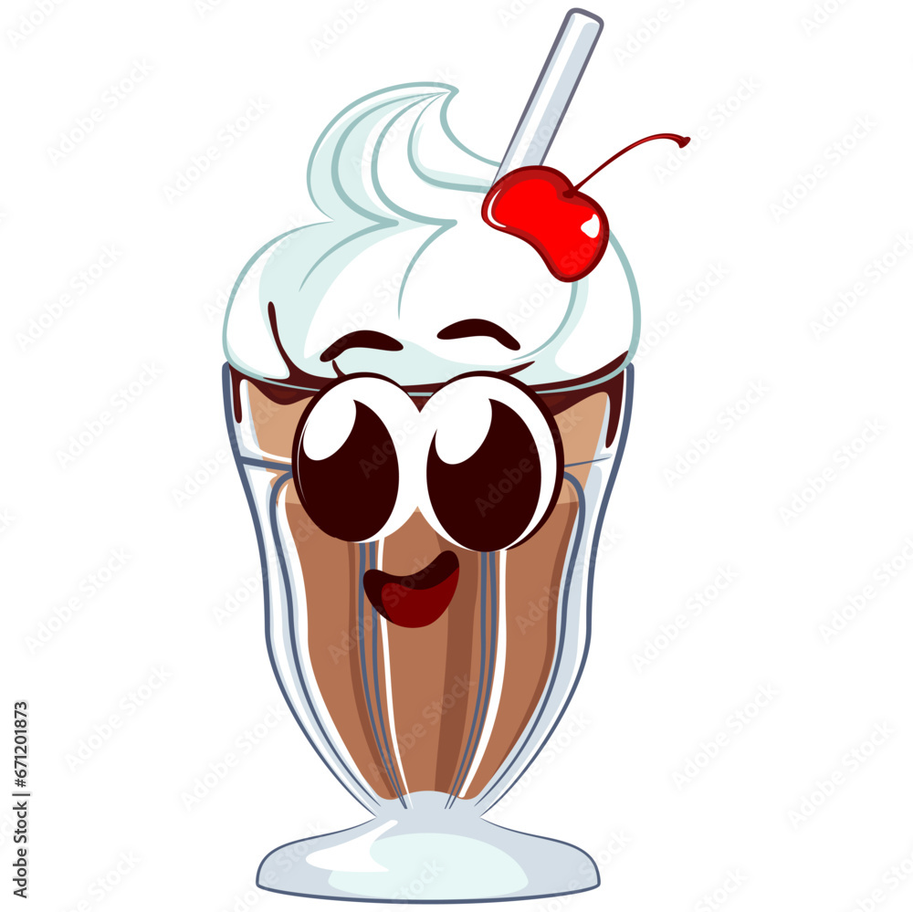 character mascot of a glass of milkshake with a funny face, isolated ...