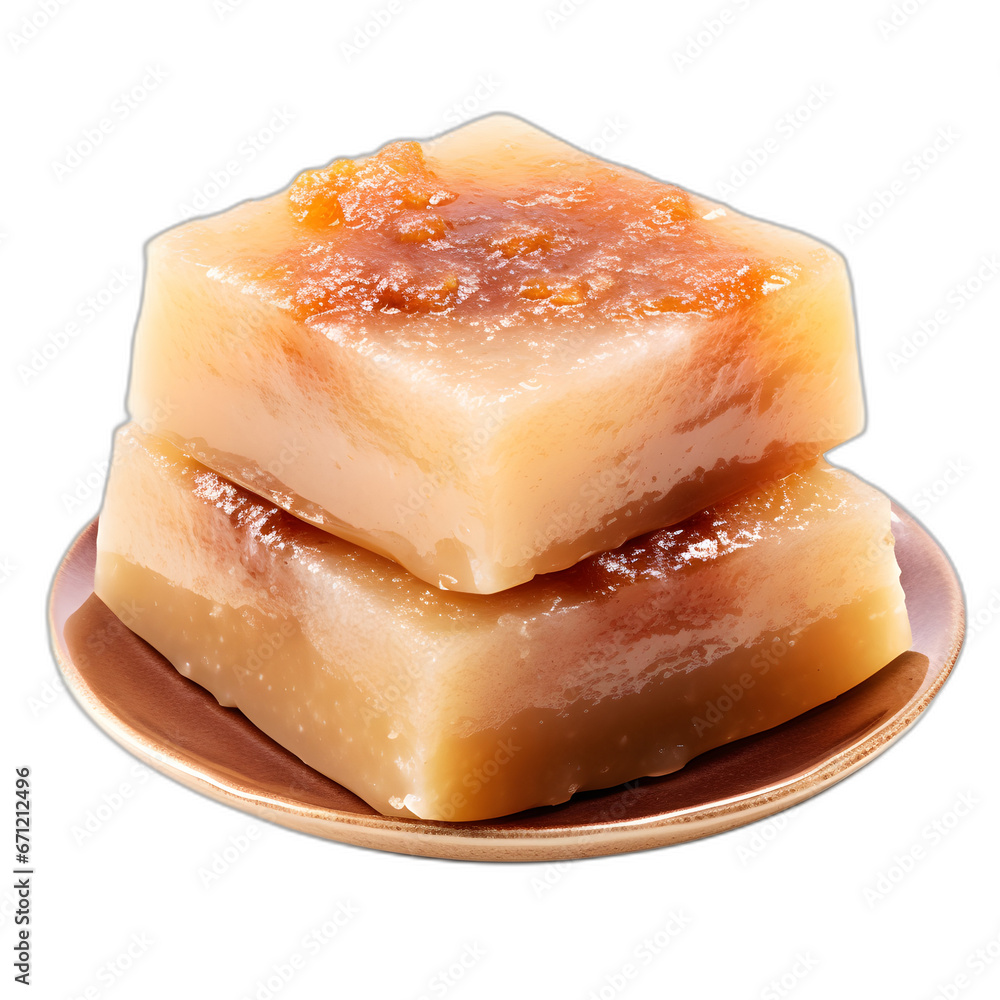 Nian gao (sticky rice cake) isolated on transparent or white background ...