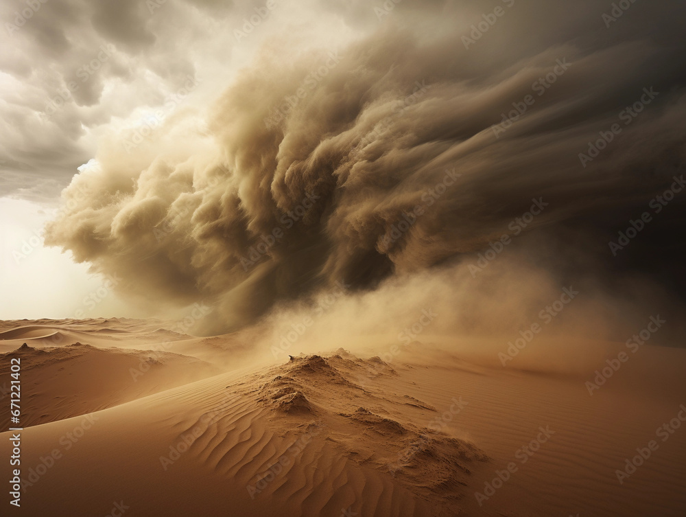 desert storm, sand particles suspended in air, turbulent, swirling ...