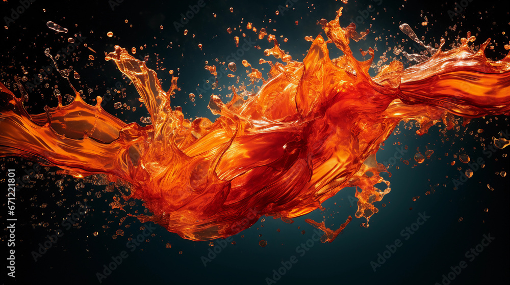 Swimmer diving into water, abstract splash, resembling a phoenix, fiery ...
