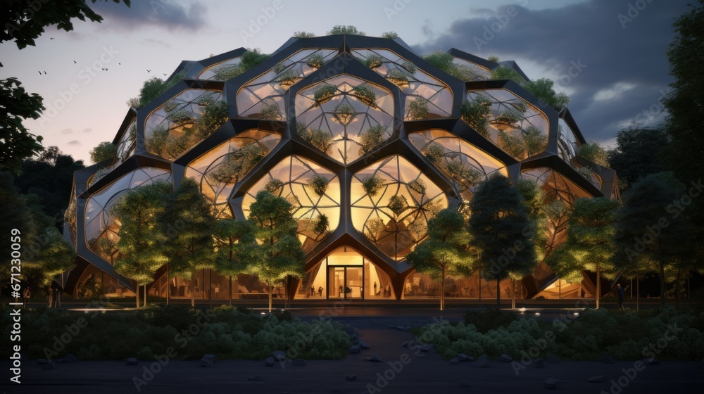 A moduled Glazing building facade inspired by a geodesic structure ...