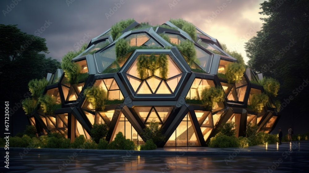 A moduled Glazing building facade inspired by a geodesic structure ...