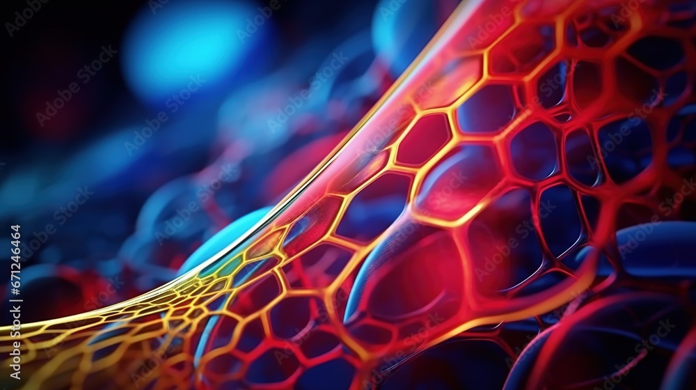 Cellular or membrane structure of tissue under the microscope at high ...