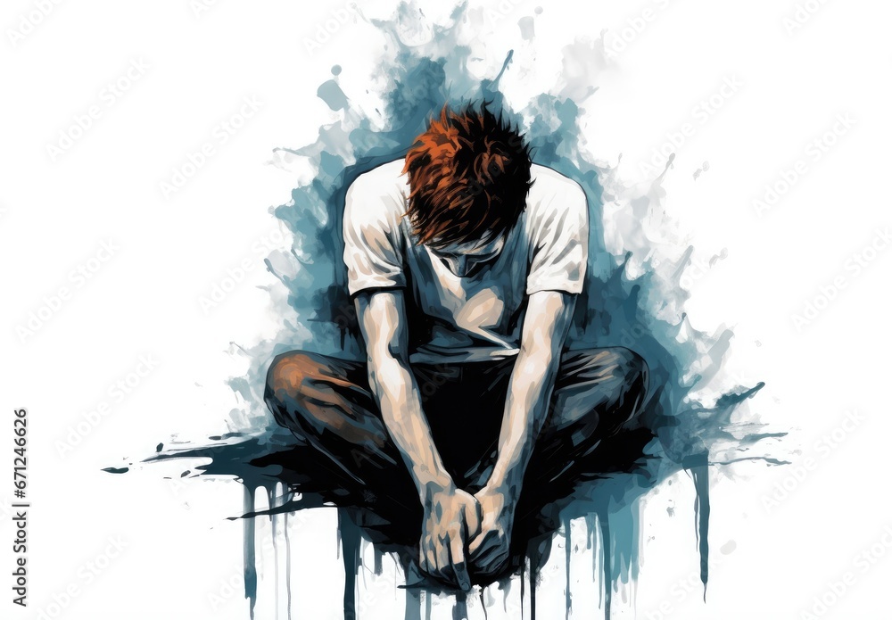 Man thinks about a problem. Time for reflection. Despair, depression ...