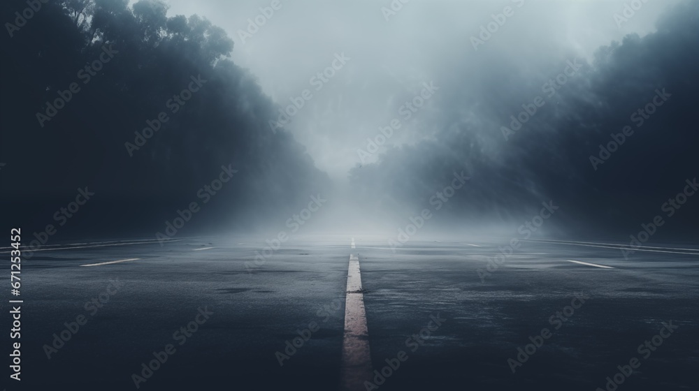 Image of a blurry outdoor asphalt background shrouded in mist. Stock ...