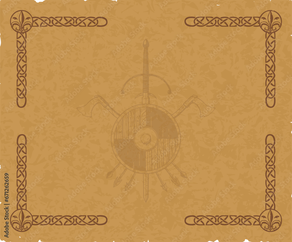 Brown Parchment with Medieval Frame and Coat of Arms Stock Vector ...