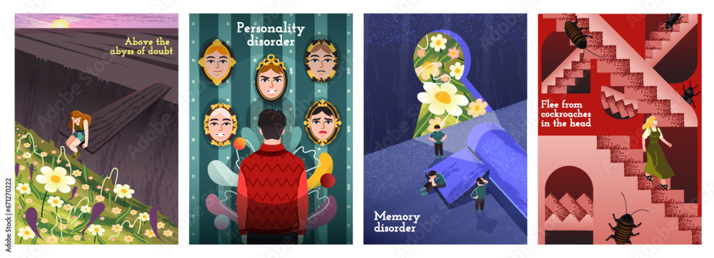 Human psychology posters. People with psychological problem, despair ...