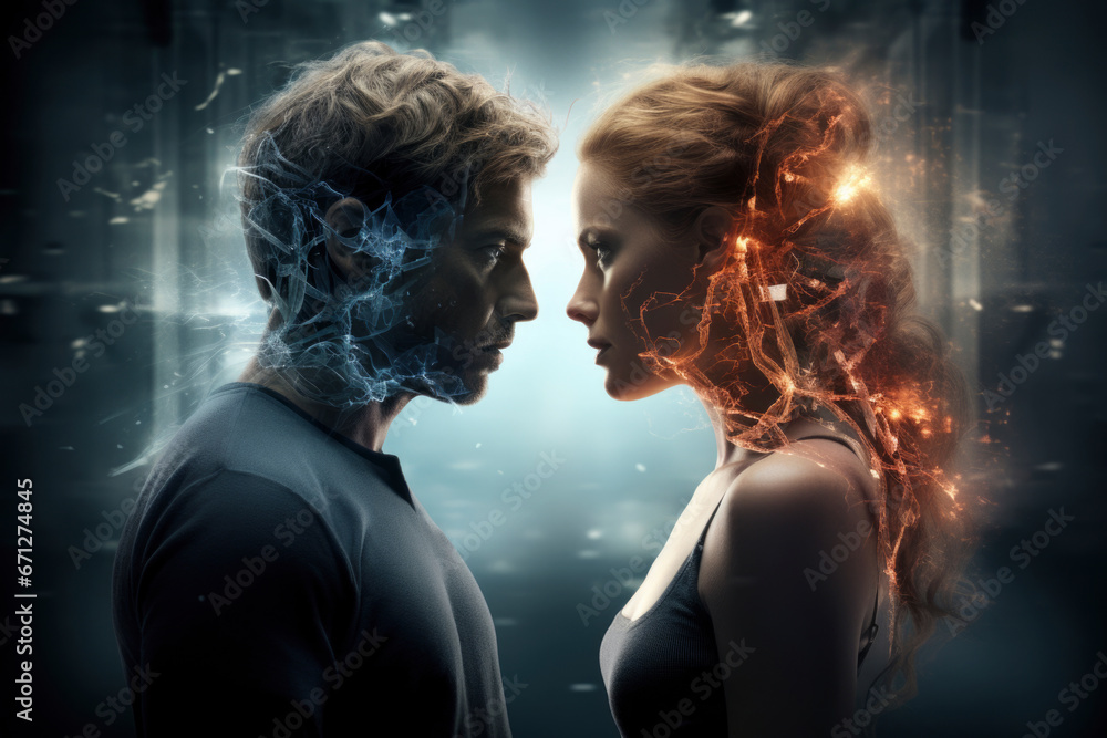 A loving couple embracing, mutual attraction and understanding, genuine ...