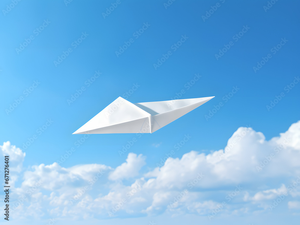 Paper plane in flight symbol of simplicity. Stock Photo | Adobe Stock