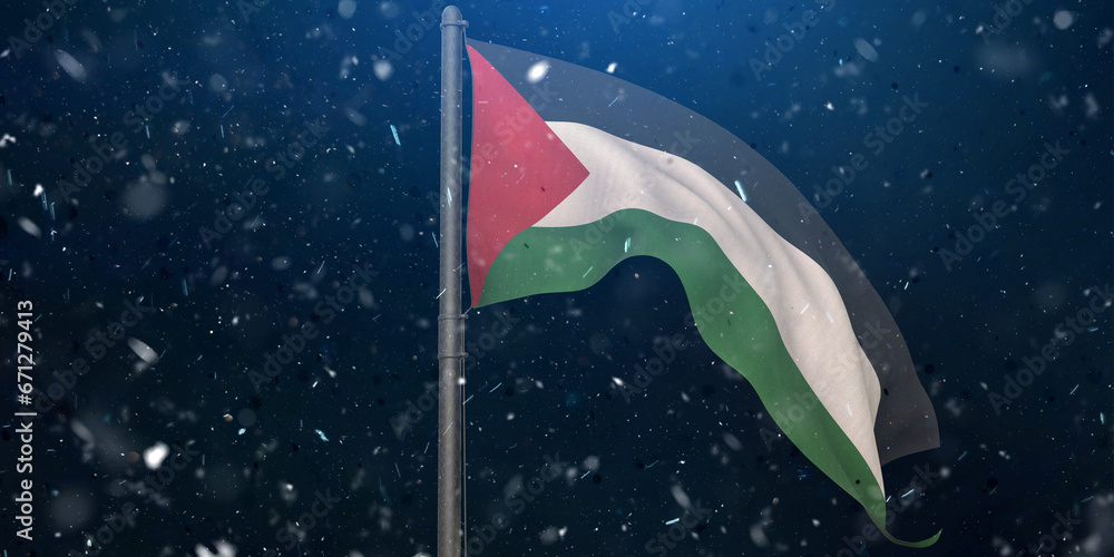 Palestine Flag, State of Palestine Flag, Flag waving on dark background ...