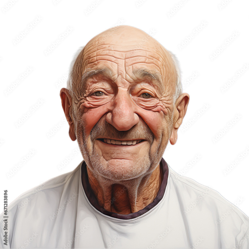 Front view old age father on a white isolated transparent background ...