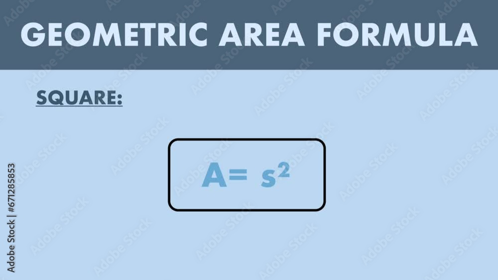 Animated geometric area formula of a square. Basic mathematic formula ...