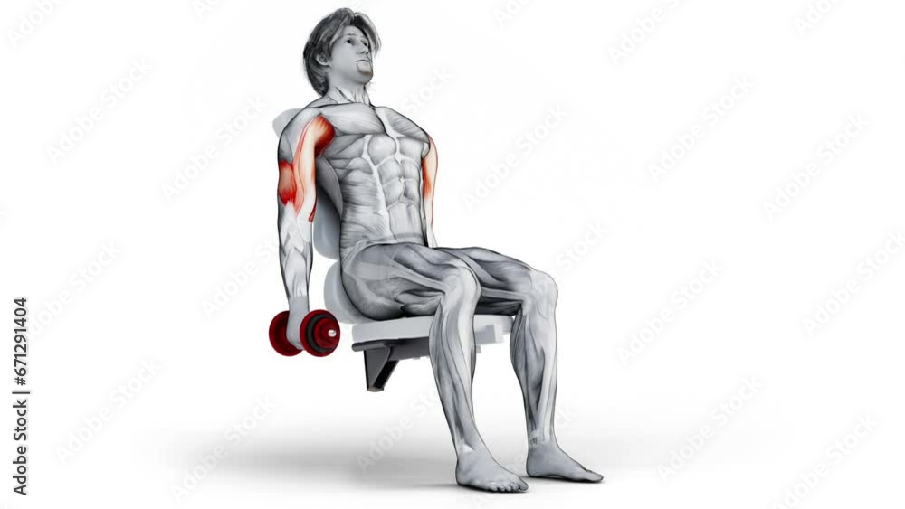 Biceps- Dumbbell Goblet Curl-3D (302)- Anatomy of fitness and ...