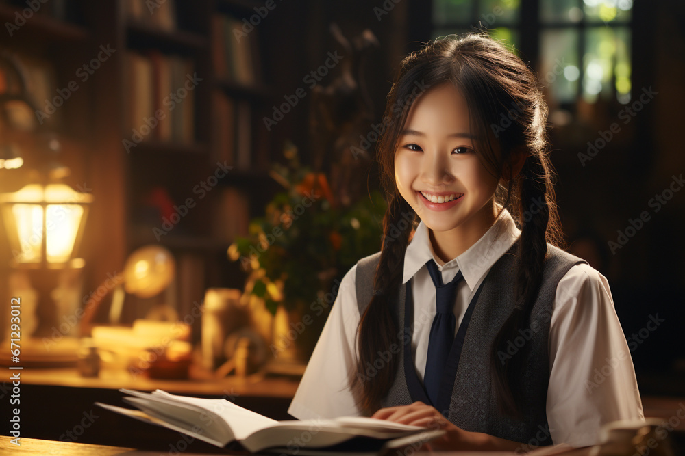 Asian Girls Education. Studying students children at school and ...