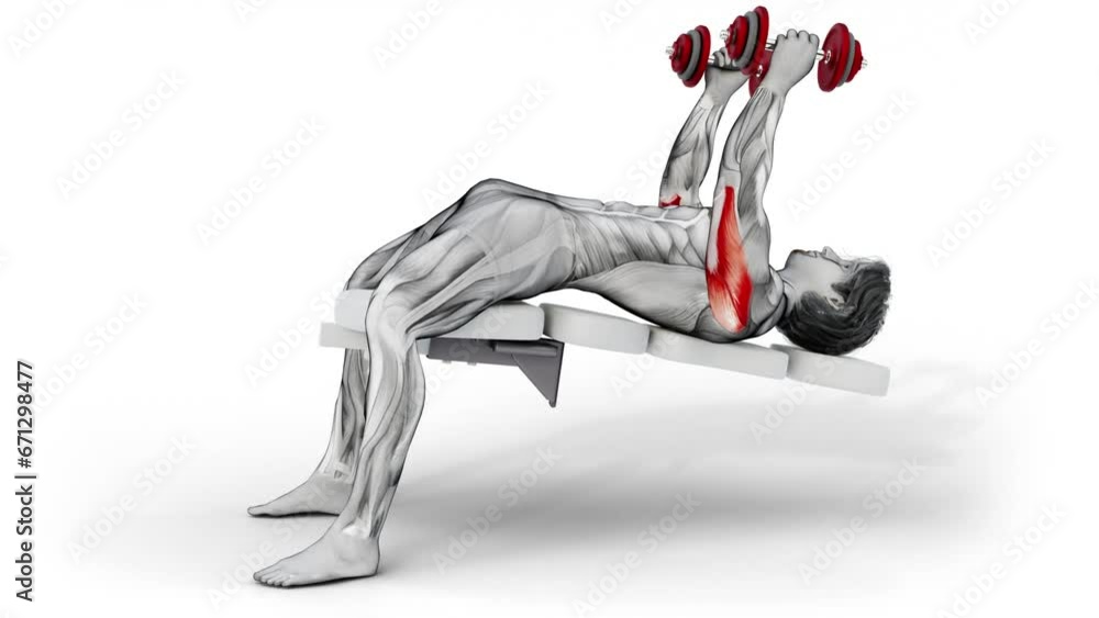 Triceps Dumbbell Decline Skullcrusher-3D (480)- Anatomy of fitness and ...