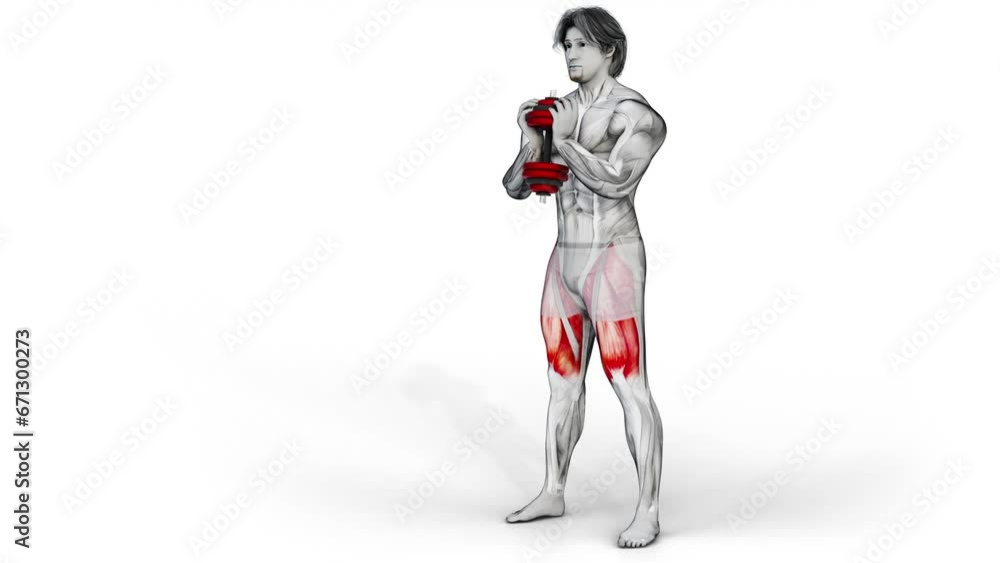 Quads-Dumbbell Goblet Squat-3D (515)- Anatomy of fitness and ...