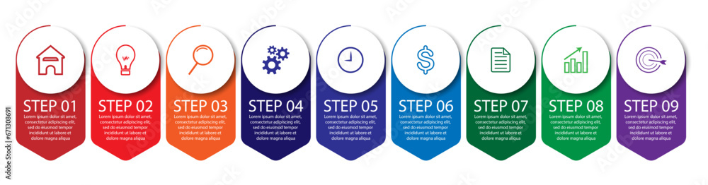 9 step infographic, simple infographic design consisting of nine ...