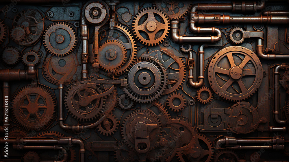 Intricate Steampunk cogwheels and rusty gears blend history with ...