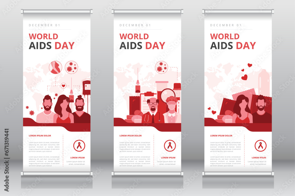 World AIDS day standee or roll up banner, retractable banner, X-banner ...
