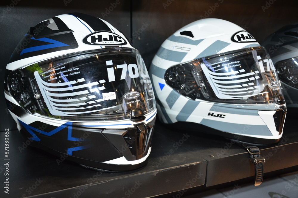 Hjc helmet display at performance and lifestlye expo in Pasay ...