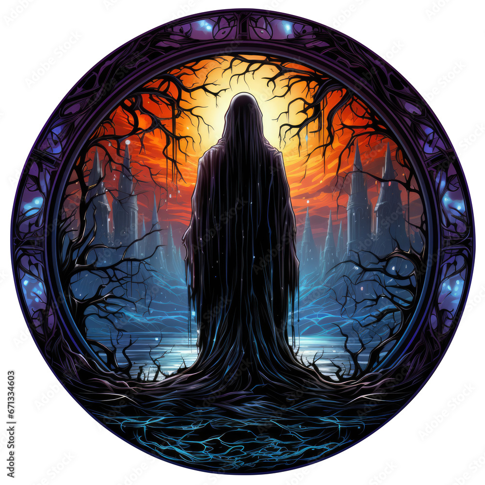 Full color digital stamp of a grim reaper AI Generative Stock ...