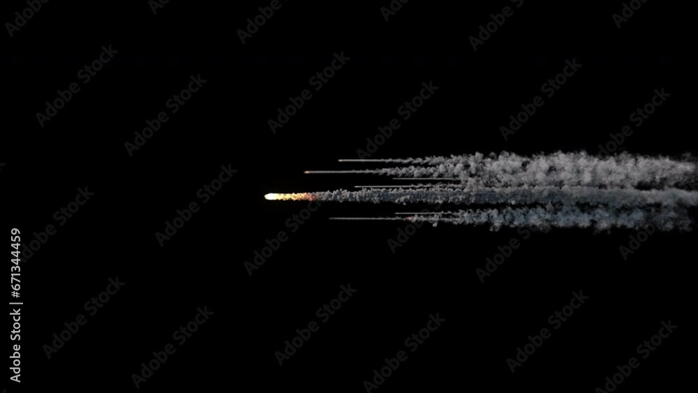 Several meteorite trails of fire and smoke (3D) Animation of a meteor ...