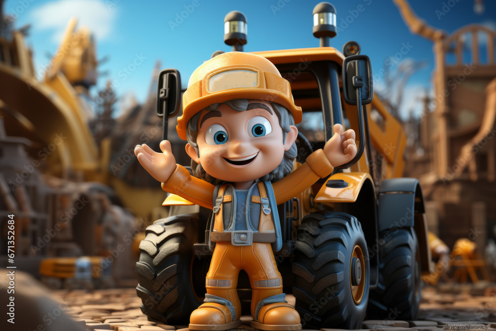 Hello, Under Construction scene with a friendly construction worker ...