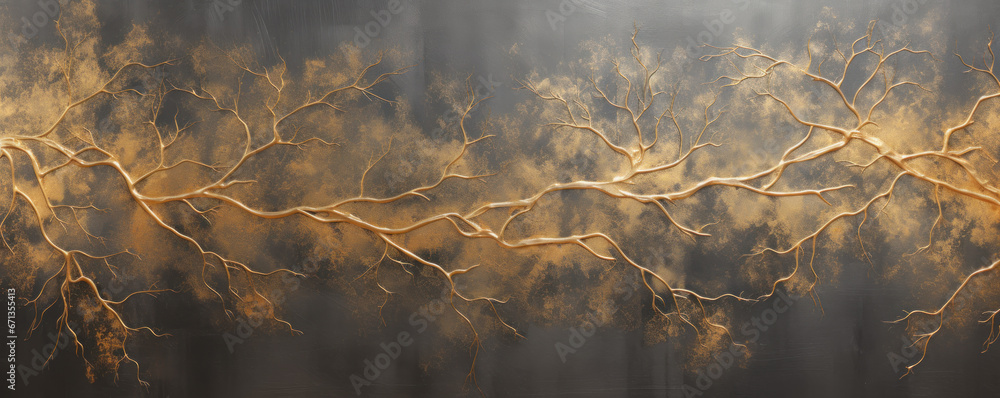 golden forest wallpaper, With 3d gold veins wallpaper background Stock ...