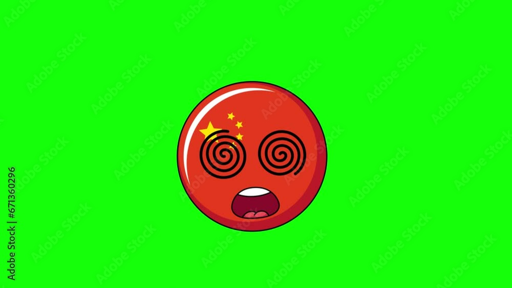 flag of china Face with spiral eyes, hypnotized expression Stock Video ...