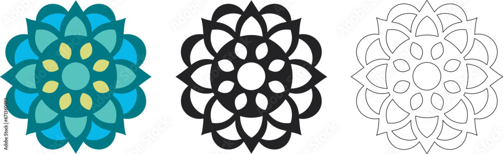 Mandala Pattern Designs in three different styles, floral mandal indian ...