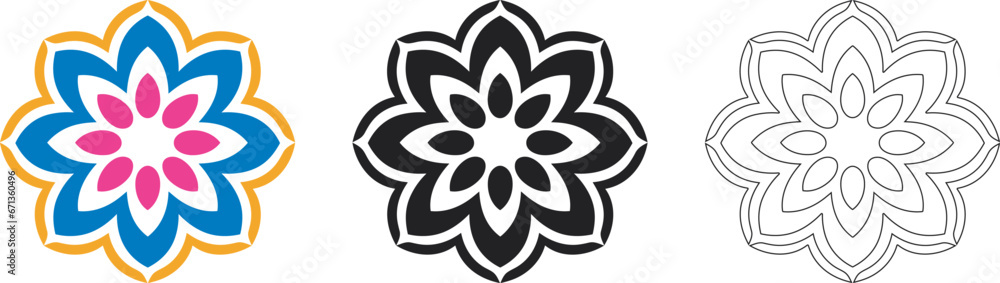 Mandala Pattern Designs in three different styles, floral mandal indian ...