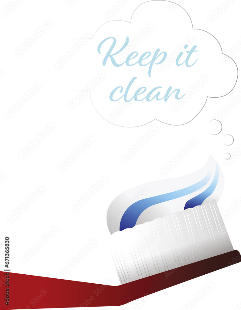 Digital png illustration of keep it clean text with toothbrush and ...