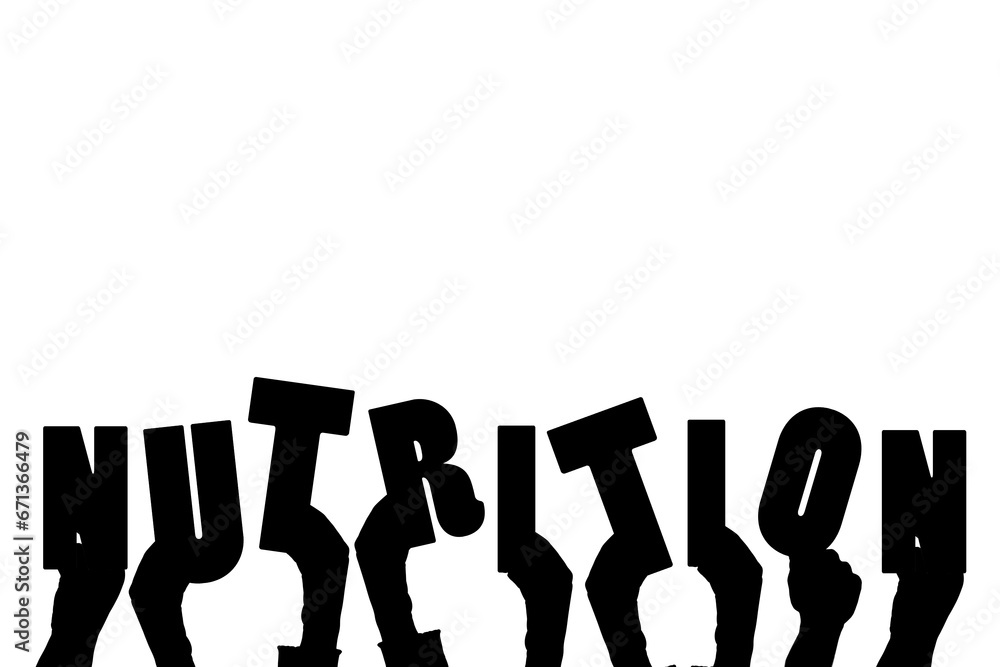 Digital png illustration of hands holding nutrition text on transparent ...