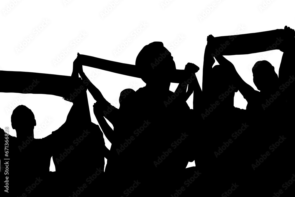 Digital png illustration of outline of football supporters on ...